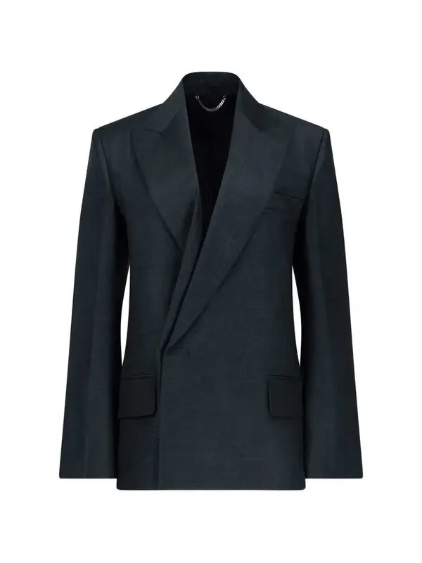 Victoria Beckham Petrol-blue Blazer With Peak Lapels