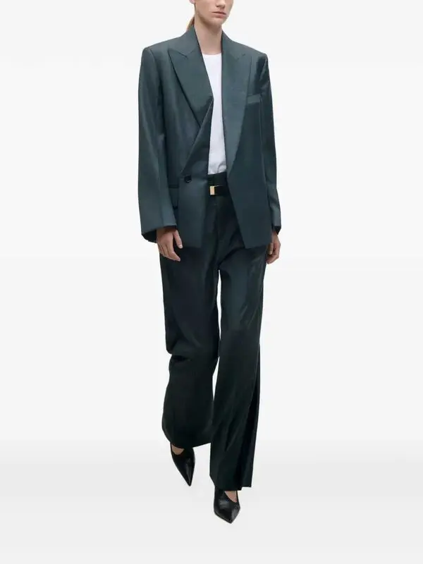 Victoria Beckham Petrol-blue Blazer With Peak Lapels