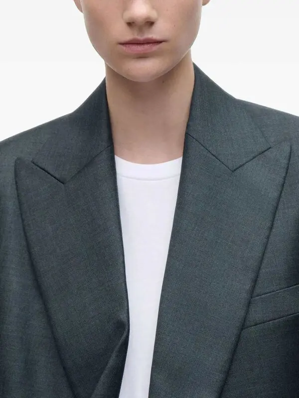 Victoria Beckham Petrol-blue Blazer With Peak Lapels