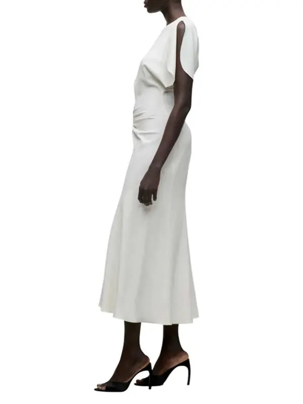 Victoria Beckham Bela Midi Dress In Bright Ivory - White