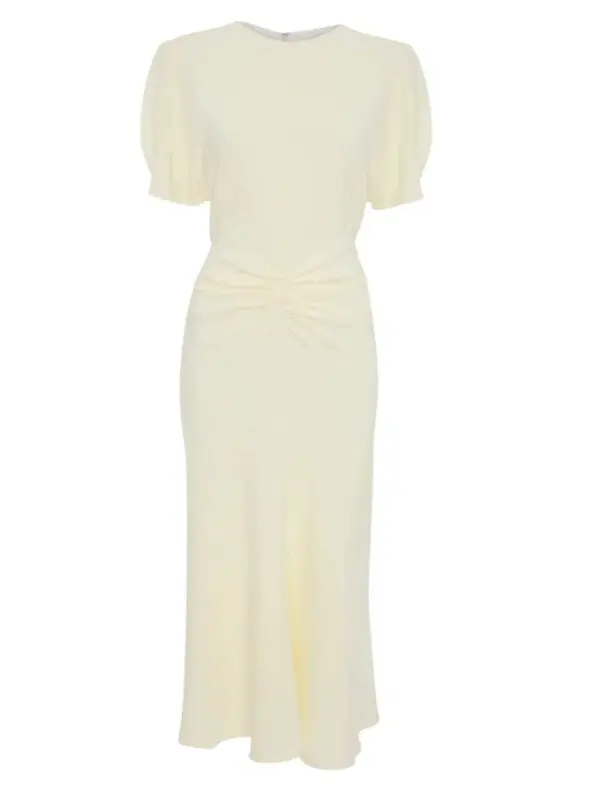 Victoria Beckham Bela Midi Dress In Bright Ivory - White