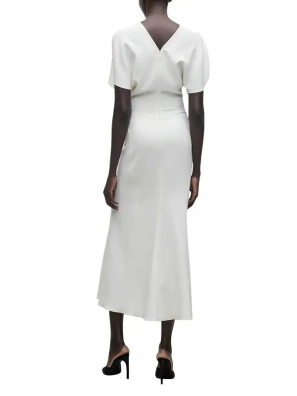 Victoria Beckham Bela Midi Dress In Bright Ivory - White