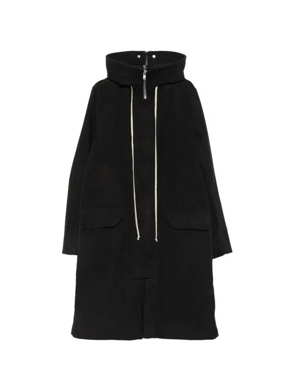 Rick Owens Tower Oversized Parka In Brushed Twill - Black