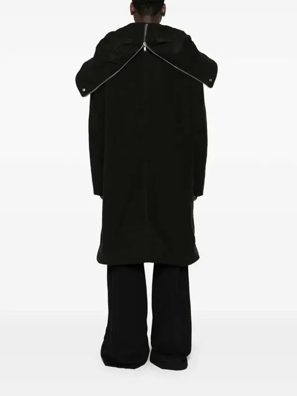 Rick Owens Tower Oversized Parka In Brushed Twill - Black
