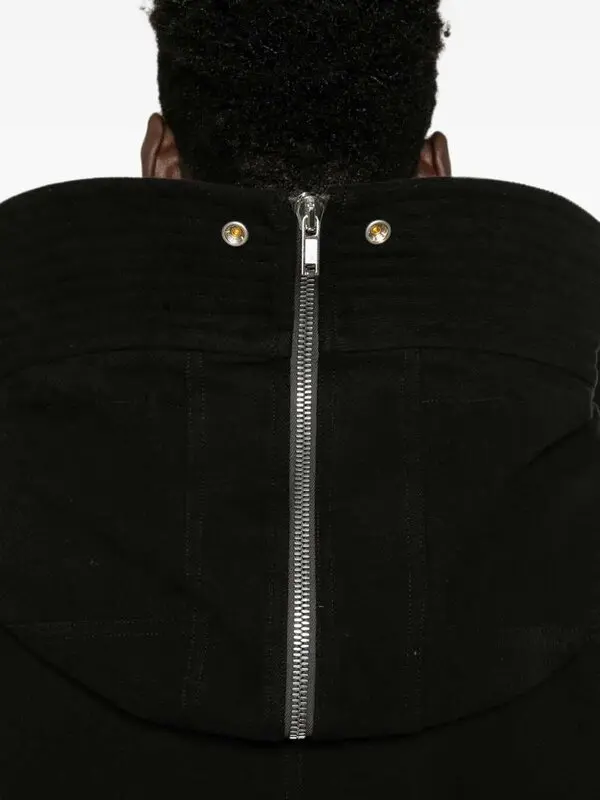 Rick Owens Tower Oversized Parka In Brushed Twill - Black