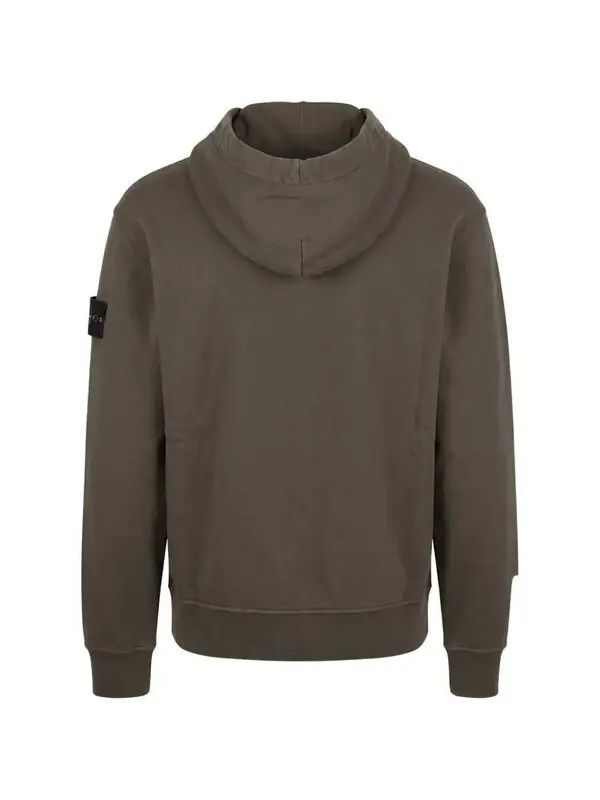 Stone Island Oversized Organic Cotton Fleece Zip-up Hoodie With Pockets - Gray