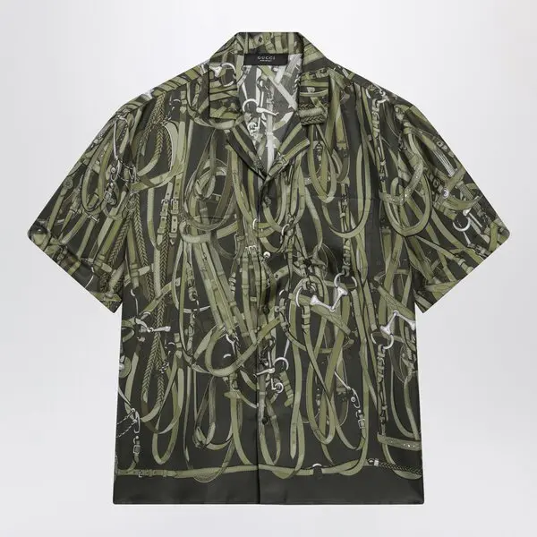 Gucci Dark Silk Bowling Shirt - Green
