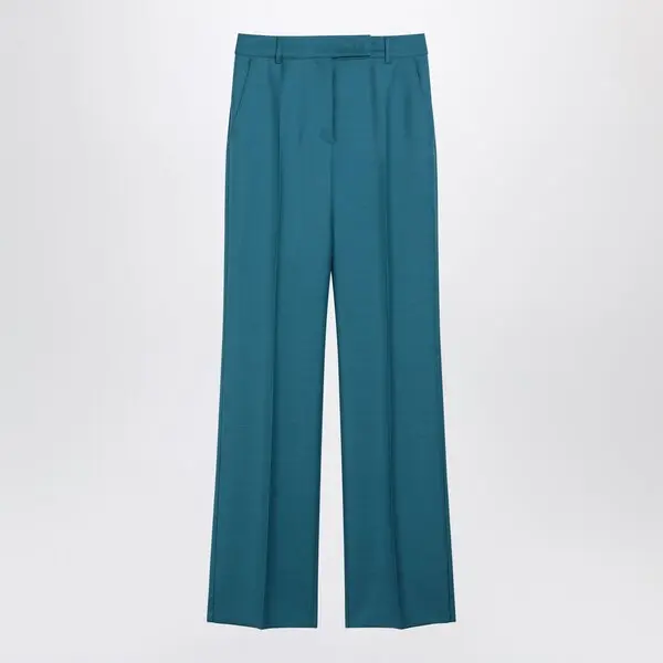 Max Mara Turquoise Wool And Silk-blend Trousers