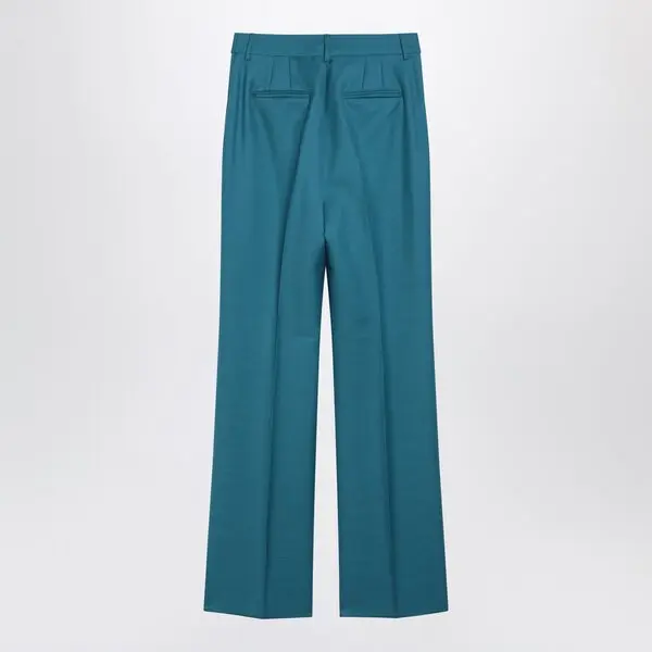 Max Mara Turquoise Wool And Silk-blend Trousers