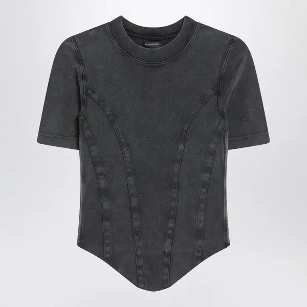 Balenciaga Washed Corset-style T-shirt - Black
