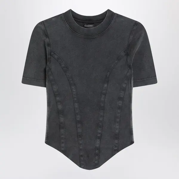Balenciaga Washed Corset-style T-shirt - Black