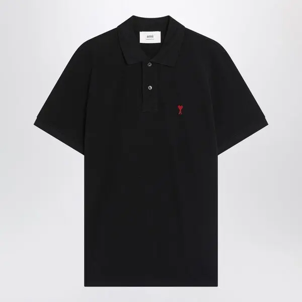 AMI Paris De Coeur Polo Shirt - Black