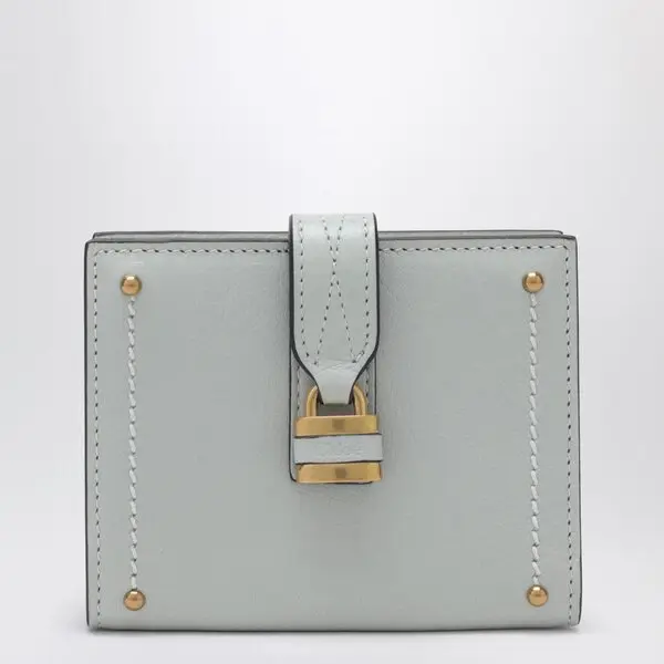 Chloé Paddington Square Wallet In Aqua Blue Leather - Gray