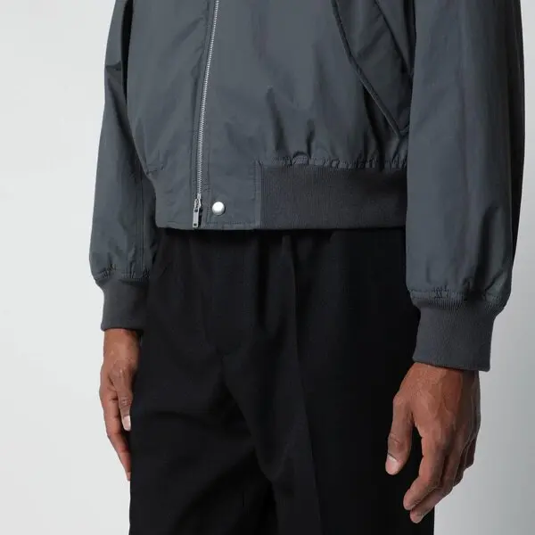 JIL SANDER Grey Cotton Zip-up Bomber Jacket - Gray