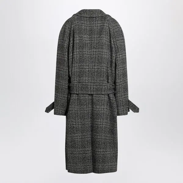 Balenciaga Raglan One Layer Coat In /grey Check