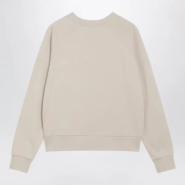 Moncler Light Beige Sweatshirt With Logo Embroidery - Cream