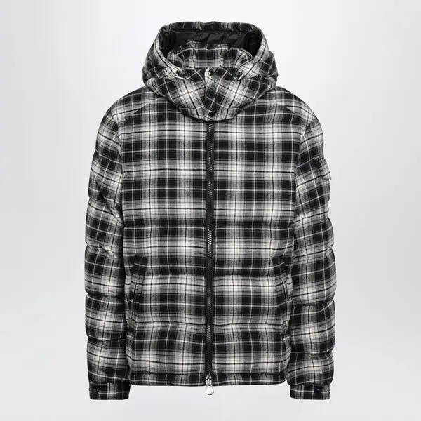 Moncler Ivory Check-pattern Down Jacket - Black