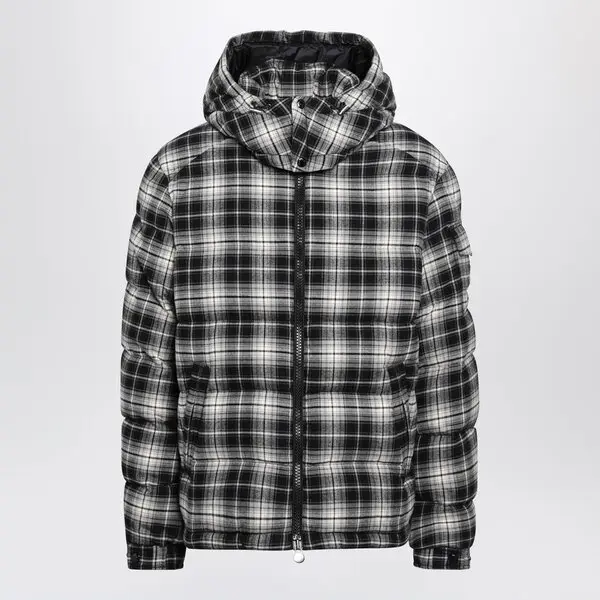 Moncler Ivory Check-pattern Down Jacket - Black
