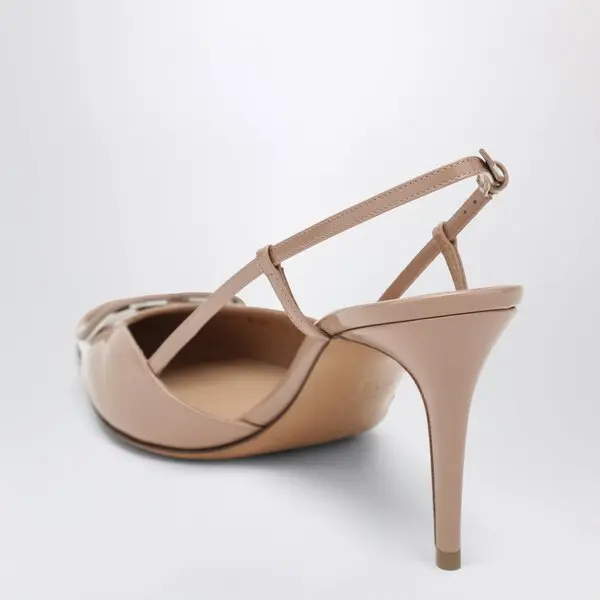 Valentino Garavani Vlogo Signature Slingback Pumps In Powder Patent Leather - Pink