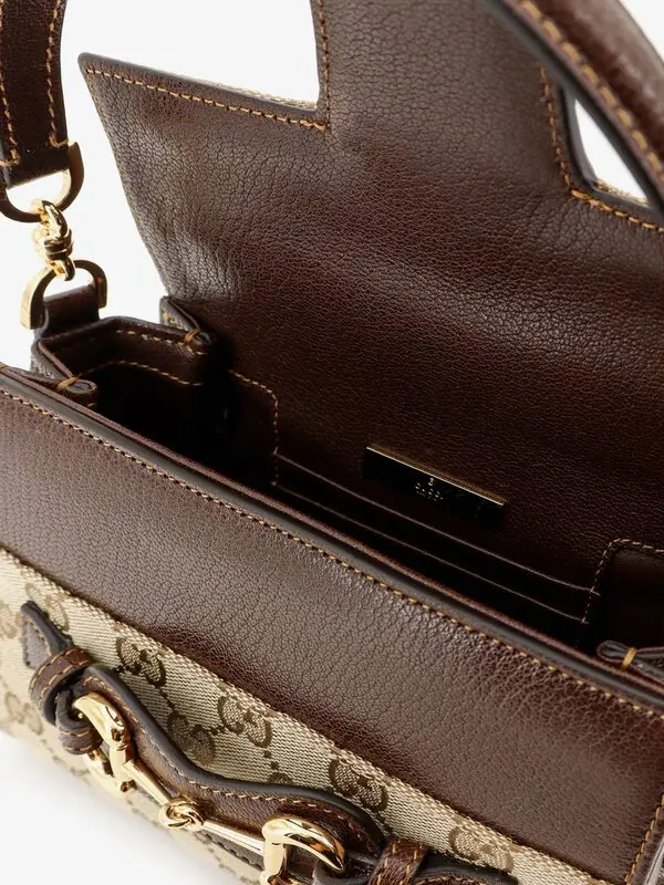 Gucci Horsebit Duomo Gg Canvas Handbag - Brown