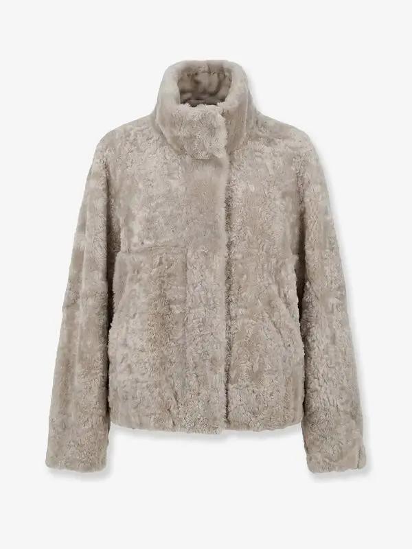 Brunello Cucinelli Short Sheepskin Coat - Cream