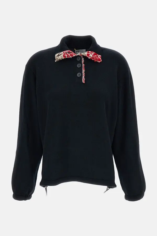 BARRIE Maglia Oversize In Con Colletto Polo - Black