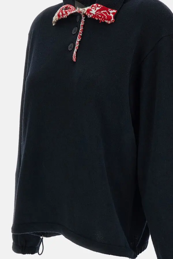 BARRIE Maglia Oversize In Con Colletto Polo - Black