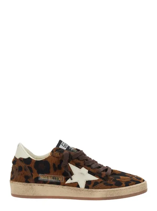 GOLDEN GOOSE Sneakers Ballstar With Leather Upper And Contrasting Star - Brown