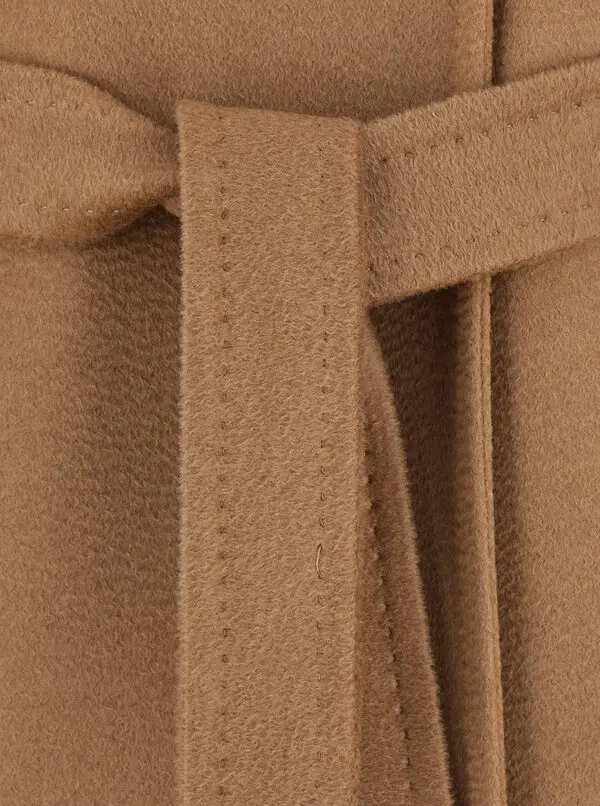 Max Mara Beige Coat With Off-center Closure And Belt In Blend Wool