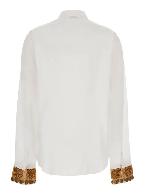 Dries Van Noten Chloris' White Shirt With Classic Collar And Embroidered Cuffs In Cotton For - Multicolor