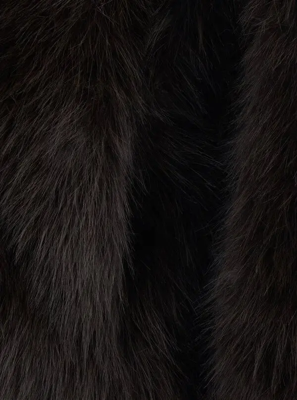 ROTATE BY BIRGER CHRISTENSEN Brown Fur Jacket With Crop Design And High Collar In Faux-fur For - Multicolor