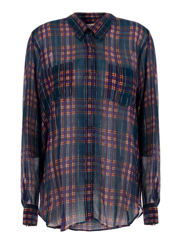 Dries Van Noten Shirt With Button-down Collar And All-over Check Motif In Viscose Blend For - Multicolor