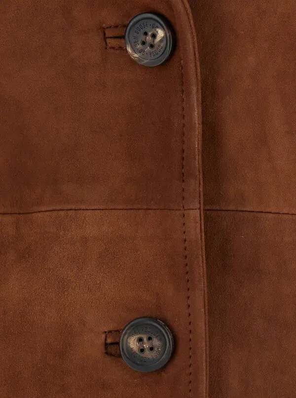 GOLDEN GOOSE Brown Single-breasted Jacket With Notched Revers In Suede For - Multicolor