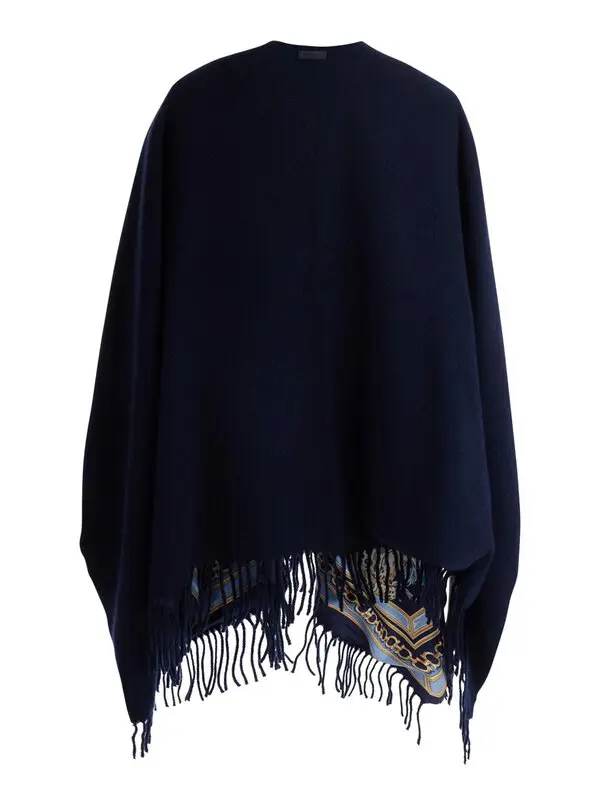 FERRAGAMO Blue Cape With Elegant Details In Tech Fabric