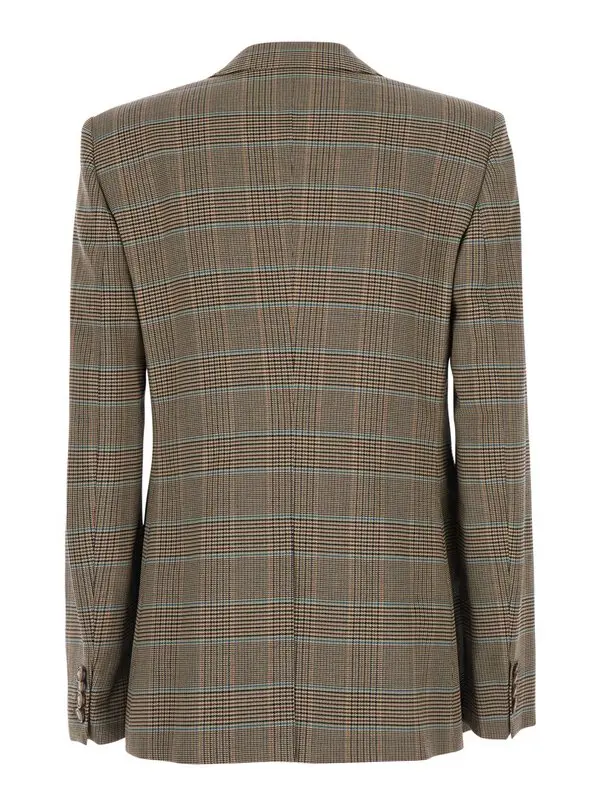 Etro Beige Double-breasted Jacket With Peak Lapels And Check Motif In Wool Blend For - Multicolor