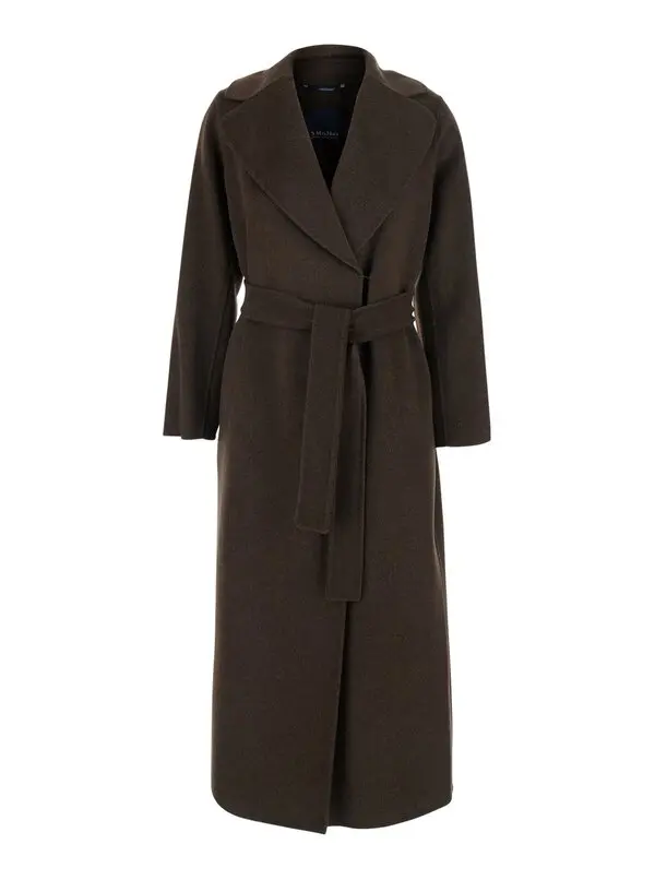 Max Mara S Pace Coat With Collar And Long Sleeves In Brown Fabric - Multicolor