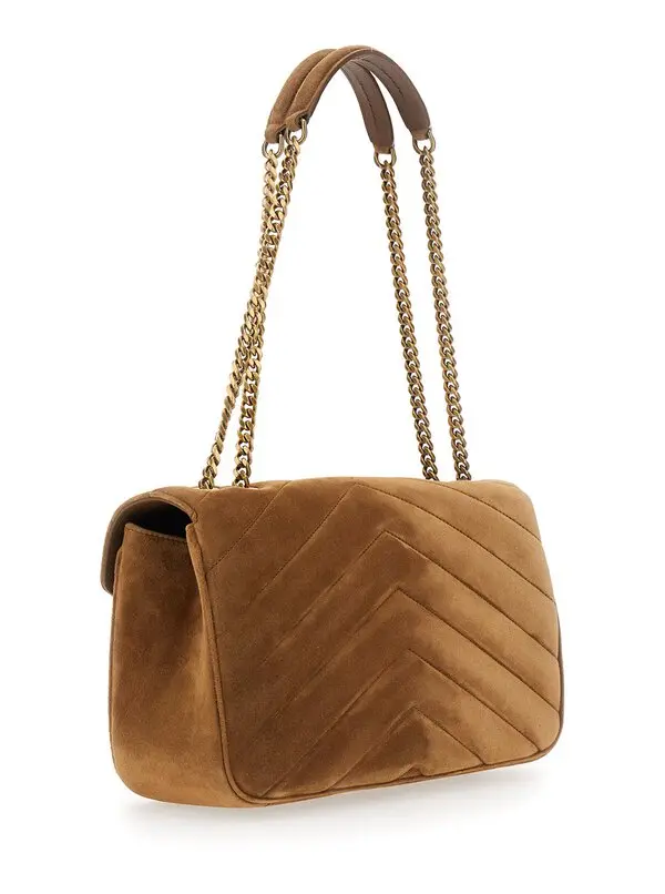 Saint Laurent Medium Loulou Chain Bag 7 Suede Satin Calf - Brown