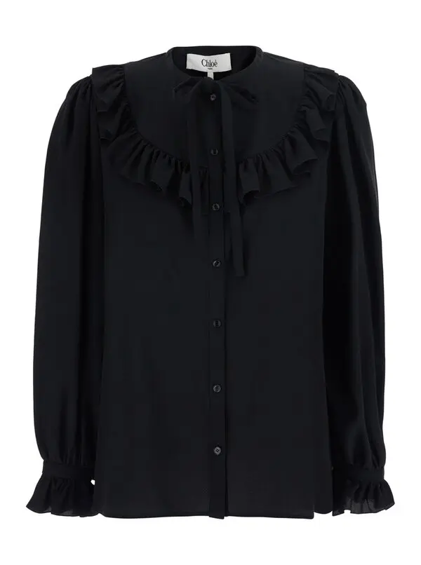 Chloé Shirt With Black Silk Front Panel - Multicolor