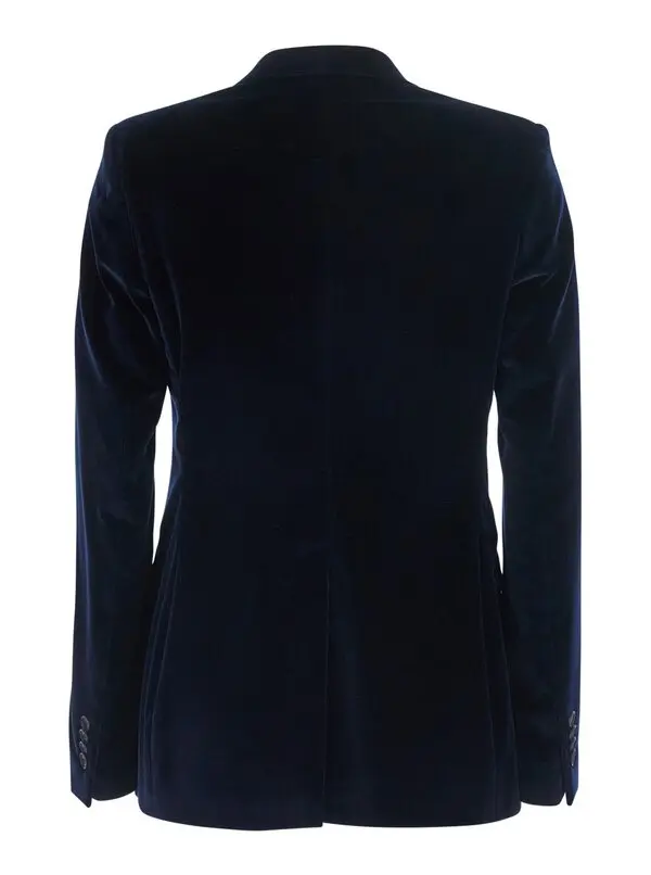 Tagliatore Parigi' Blue Double.breasted Jacket With Peak Revers In Blue Velvet For - Multicolor