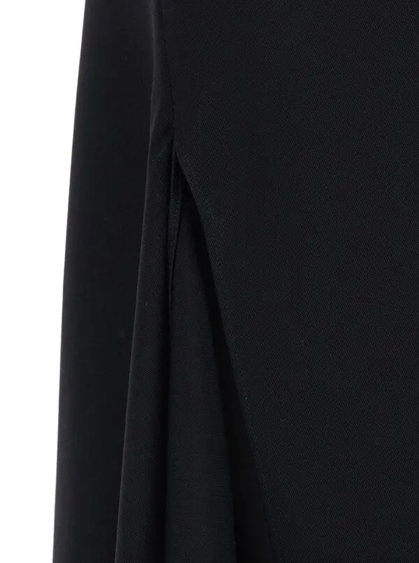 Givenchy Black Skirt With Waistband And Asymmetrical Hem With Draping In Wool - Multicolor