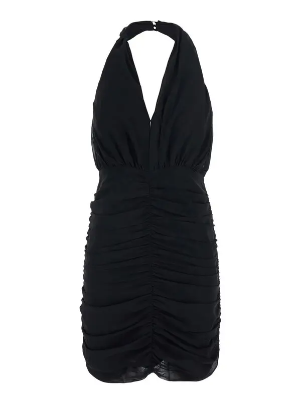 ROTATE BY BIRGER CHRISTENSEN Black Mini Dress With V-neck And Hidden Zip Closure At The Back In Tech Fabric For - Multicolor