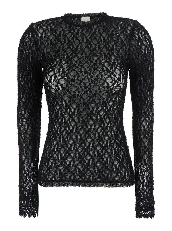 Isabel Marant Étoile Brany' Top With All-over Lace Trim In Cotton Blend For - Black