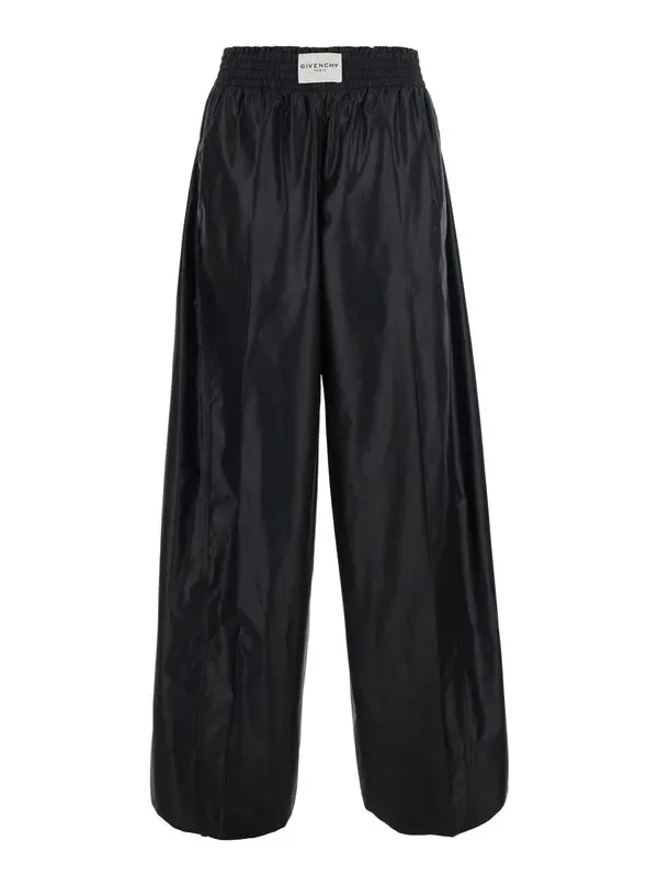 Givenchy Black Pants With Elasticated Waist And Logo Patch On The Front In Tech Fabric