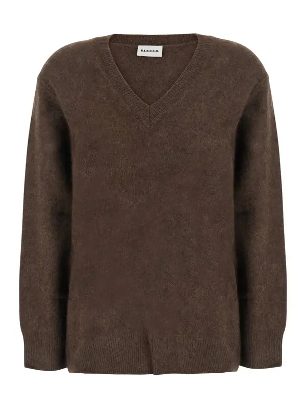 P.a.r.o.s.h V-neck Sweater With Long Sleeves In Wool For - Brown