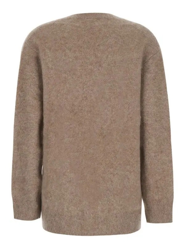 P.a.r.o.s.h Beige V-neck Sweater With Long Sleeves In Wool For