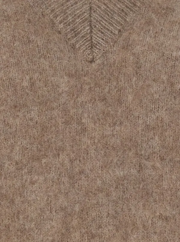 P.a.r.o.s.h Beige V-neck Sweater With Long Sleeves In Wool For