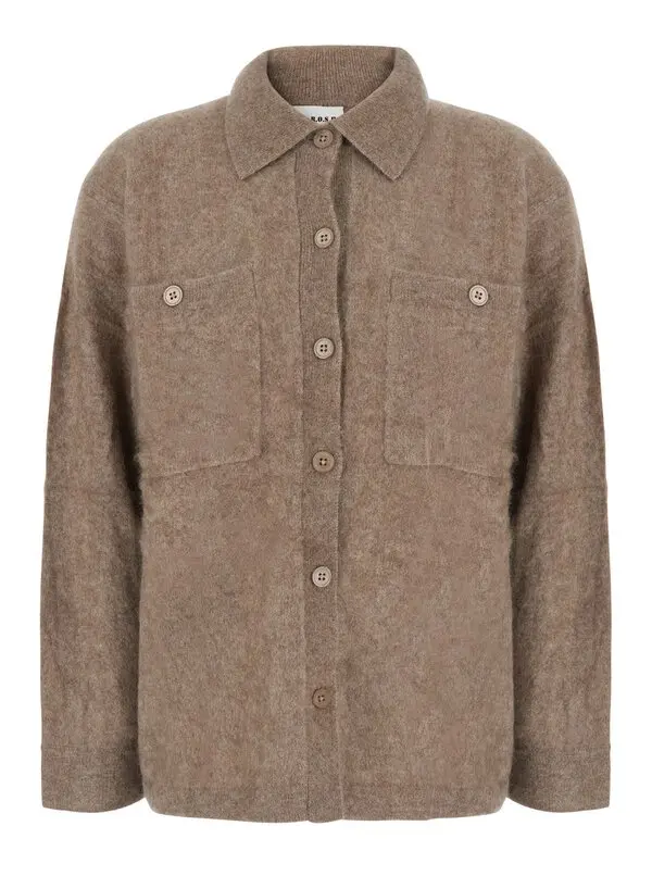 P.a.r.o.s.h Beige Sweater With Classic Collar And Patch Pockets In Wool And Yak For - Multicolor