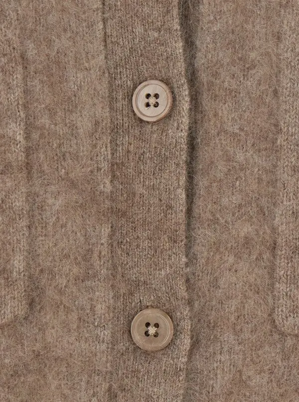 P.a.r.o.s.h Beige Sweater With Classic Collar And Patch Pockets In Wool And Yak For