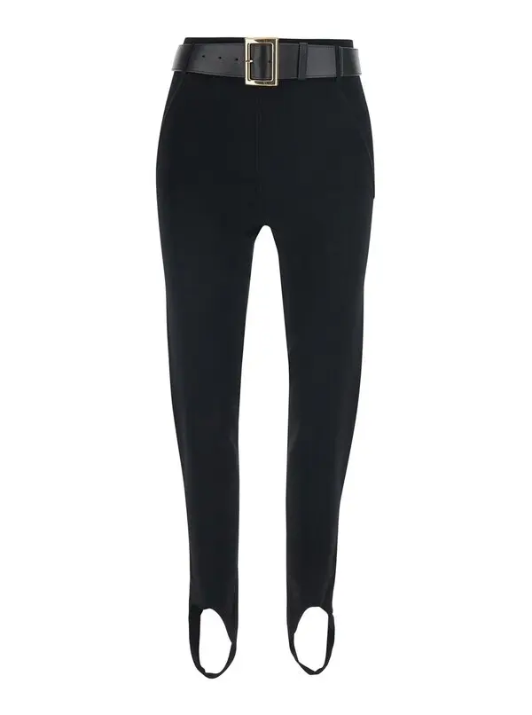 SELF-PORTRAIT Black Leggings With High Waist Belt In Viscose Blend For - Multicolor