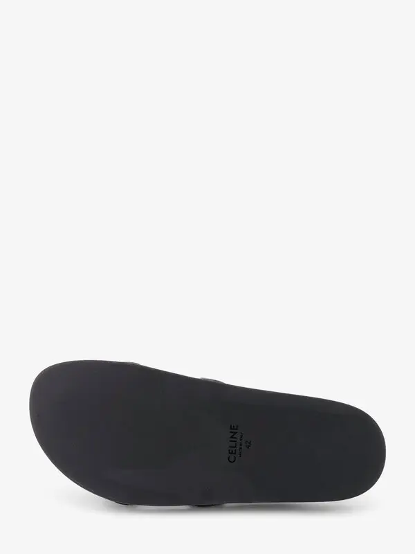 Celine Triomphe Slide Leather Sandals - Black